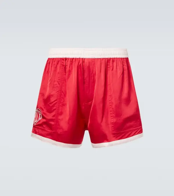 BODE Embroidered Satin Shorts