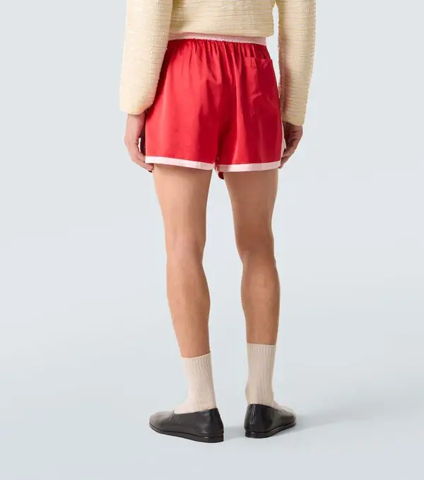 BODE Embroidered Satin Shorts