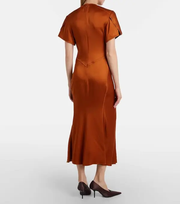 Victoria Beckham Gathered Midi Dress - Orange