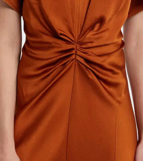 Victoria Beckham Gathered Midi Dress - Orange