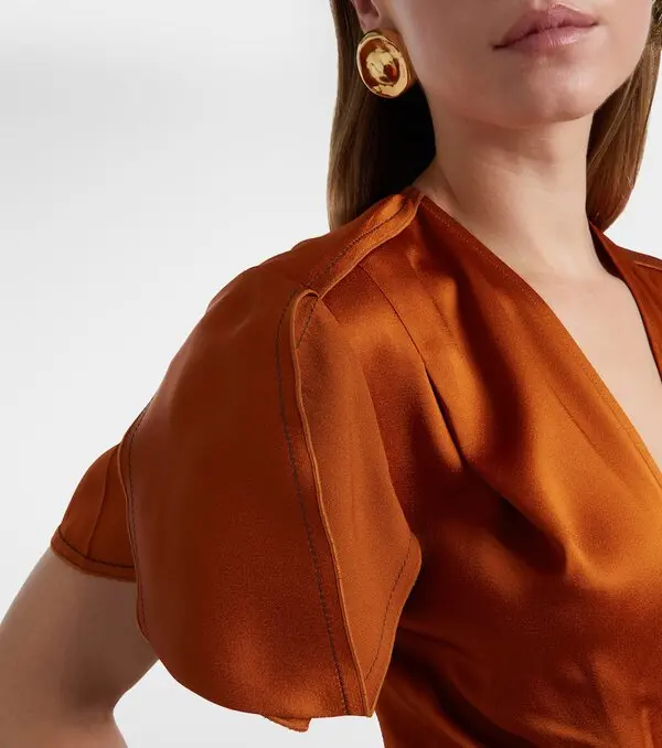 Victoria Beckham Gathered Midi Dress - Orange