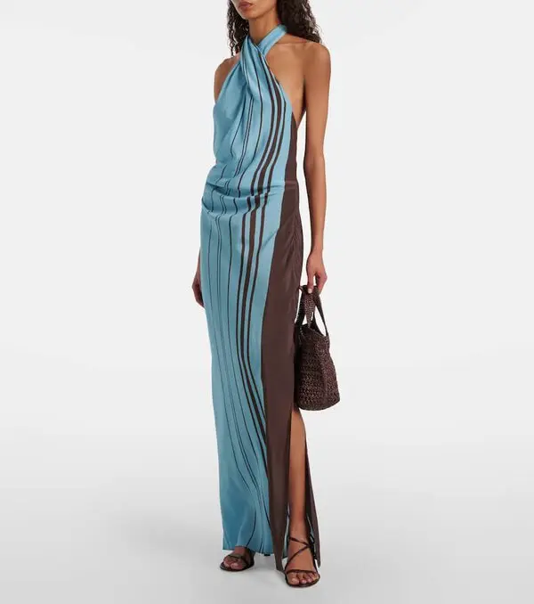 SIR. Rioja Striped Silk Crepe Maxi Dress