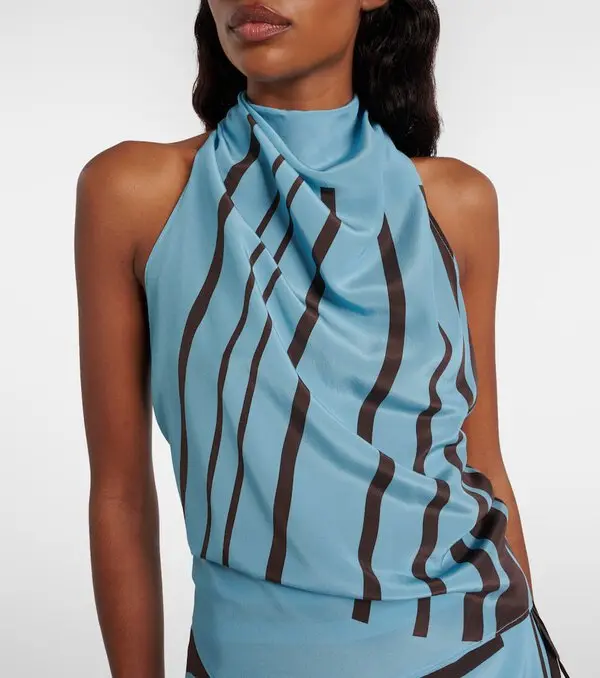 SIR. Rioja Draped Striped Silk Crepe Top