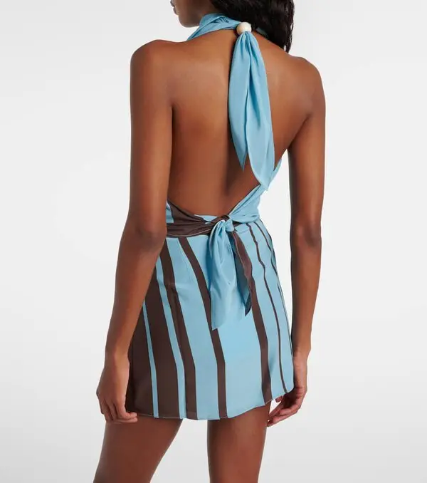 SIR. Rioja Draped Striped Silk Crepe Top