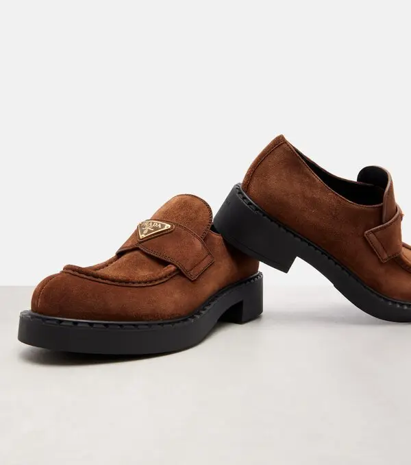Prada Chocolate Suede Loafers - Brown