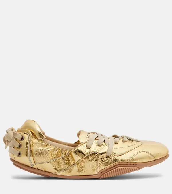 Acne Studios Bilaria Metallic Leather Sneakers - Gold
