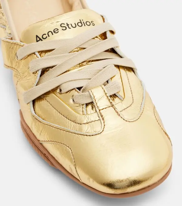 Acne Studios Bilaria Metallic Leather Sneakers - Gold