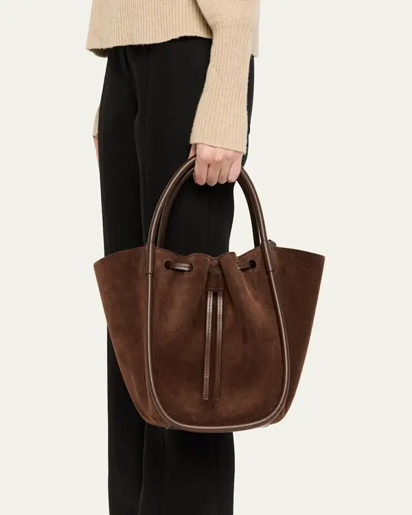 Proenza Schouler Ruched Suede Tote Bag - Chocolate