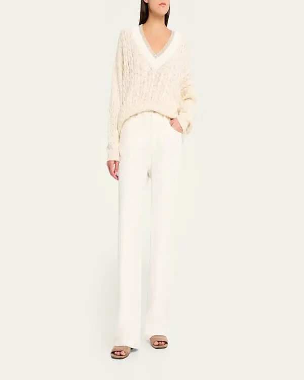 Brunello Cucinelli Dyed Cotton-linen Wide-leg Pants