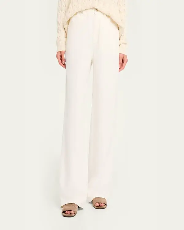 Brunello Cucinelli Dyed Cotton-linen Wide-leg Pants