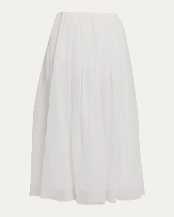 Brunello Cucinelli Cotton Organza Pull-on Midi Skirt