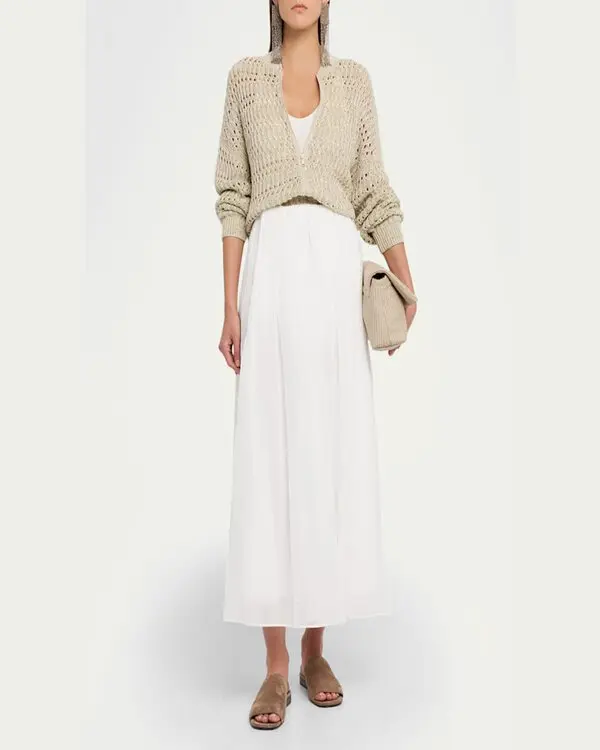 Brunello Cucinelli Cotton Organza Pull-on Midi Skirt