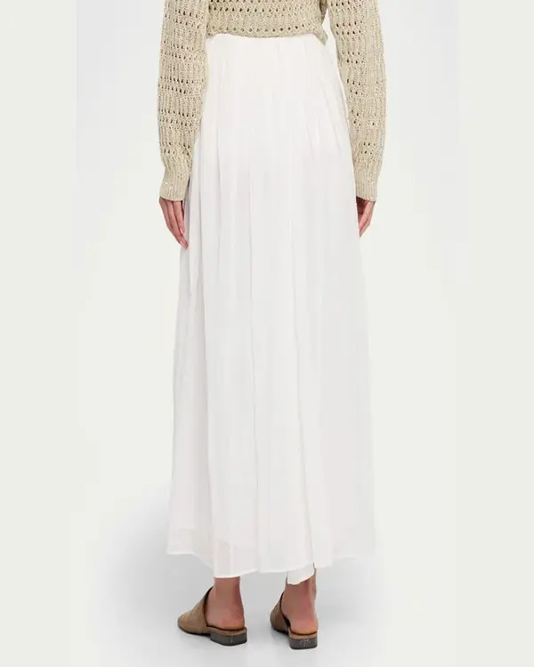 Brunello Cucinelli Cotton Organza Pull-on Midi Skirt
