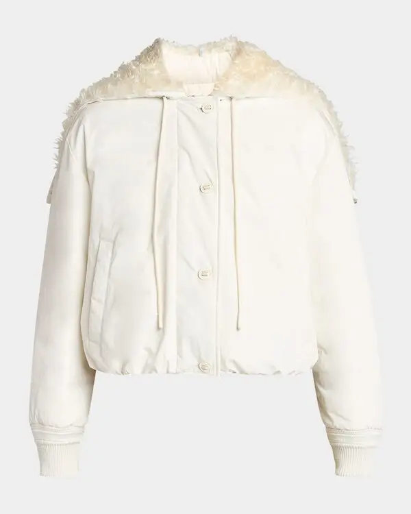 Moncler Nisiro Short Down Bomber Jacket - White