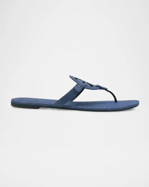 Tory Burch Miller Denim Logo Thong Sandals