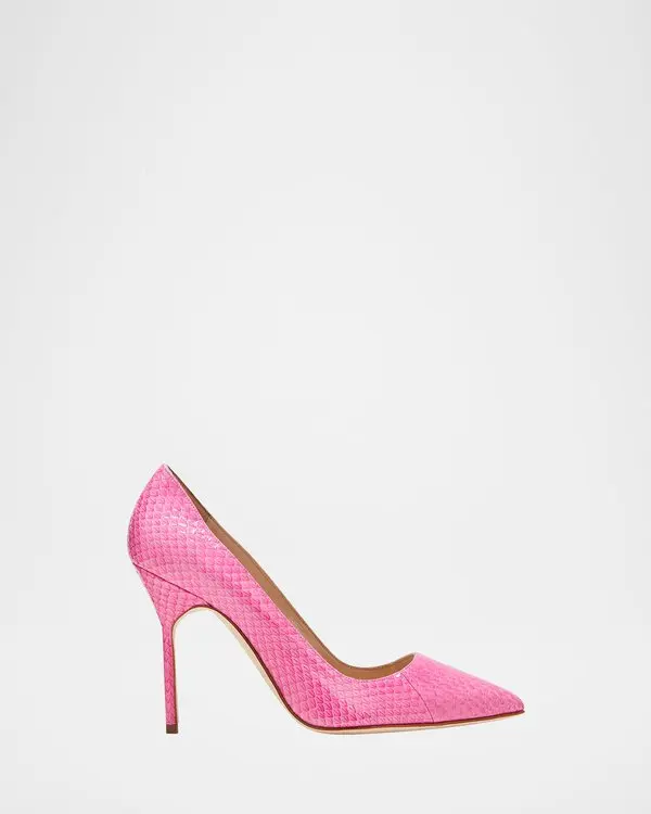 Manolo Blahnik Bb 105mm Embossed Leather Pumps - Bright Pink