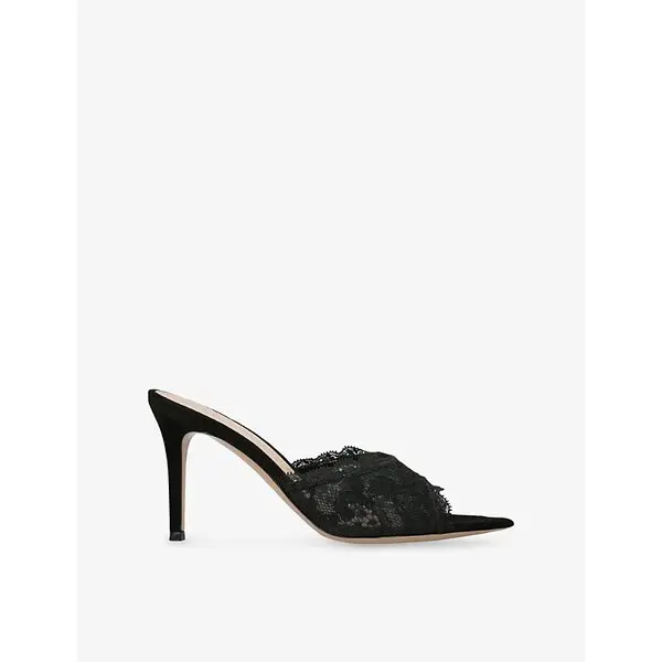 GIANVITO ROSSI Claudia Lace And Suede Mules