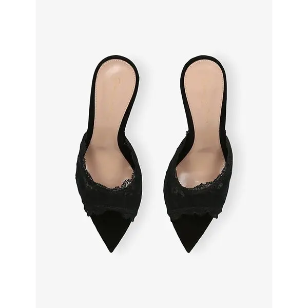 GIANVITO ROSSI Claudia Lace And Suede Mules