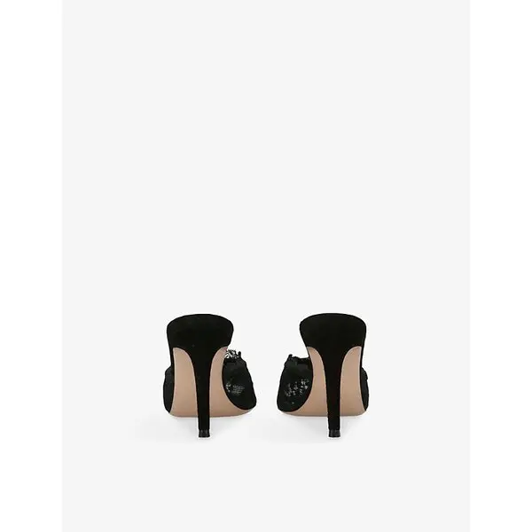 GIANVITO ROSSI Claudia Lace And Suede Mules