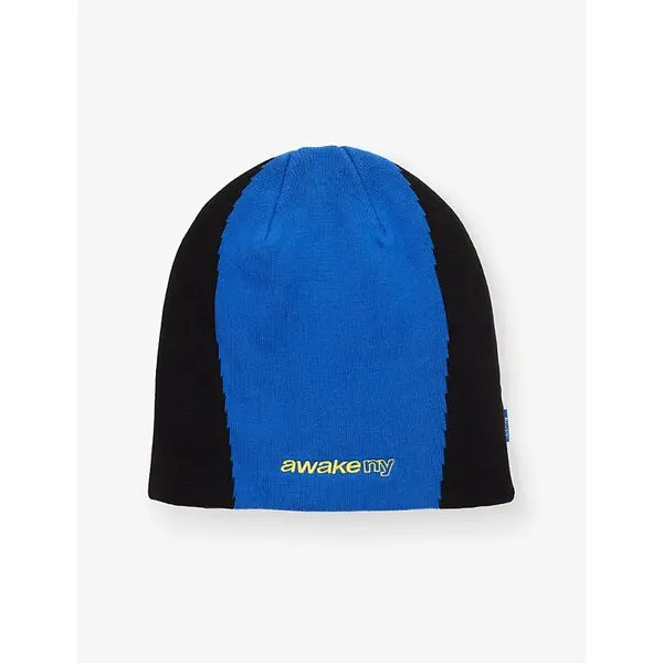 AWAKE NY Panel Knitted Cotton Beanie - Blue