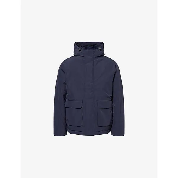 ARNE Hooded Flap-pocket Puffer Jacket - Navy
