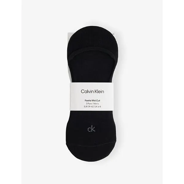 Calvin Klein Logo No-show Stretch-cotton Socks - Black