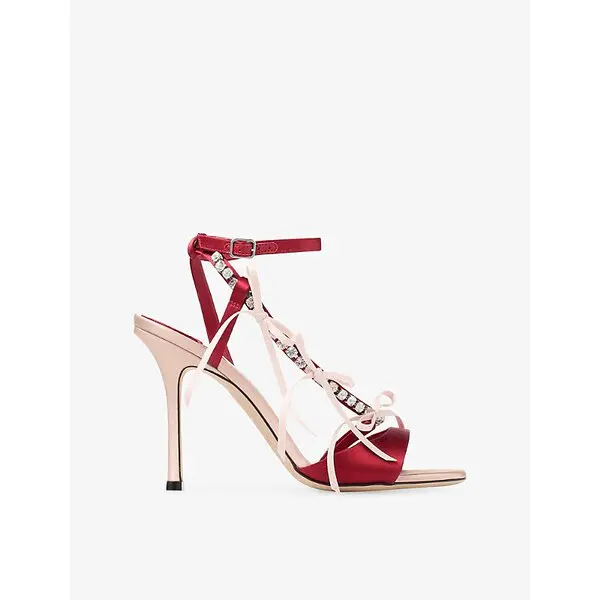 JIMMY CHOO Lula 100 Crystal-embellished Heeled Sandals - Macaron/ruby Red