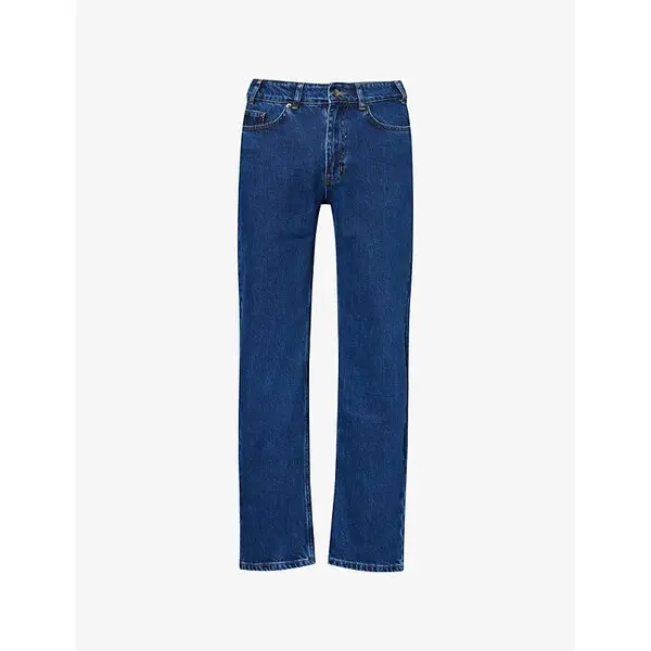 PERCIVAL Brand-patch Straight-leg Denim Jeans - Mid Wash Blue