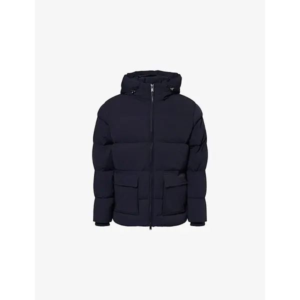 ARNE Hooded Short Puffer Parka - Navy