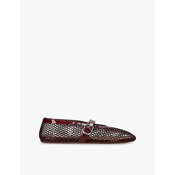Alaïa Mesh And Patent-leather Ballerina Flats - Wine
