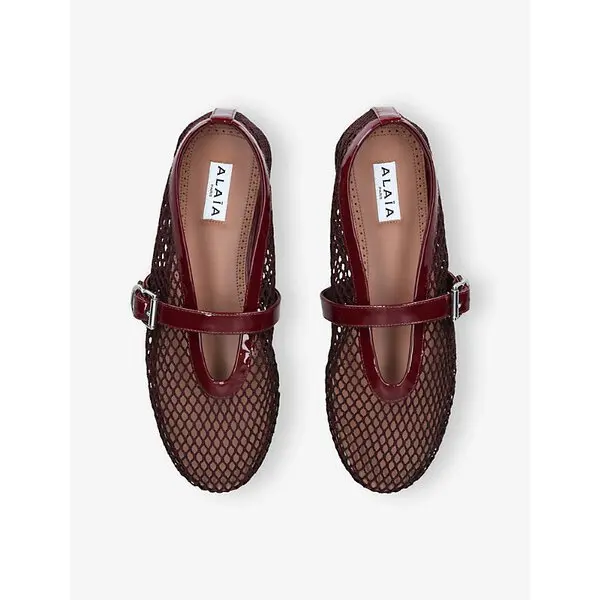 Alaïa Mesh And Patent-leather Ballerina Flats - Wine