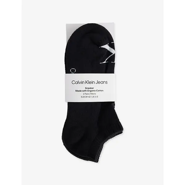 Calvin Klein Monogram Stretch-cotton Trainer Socks Pack - Black