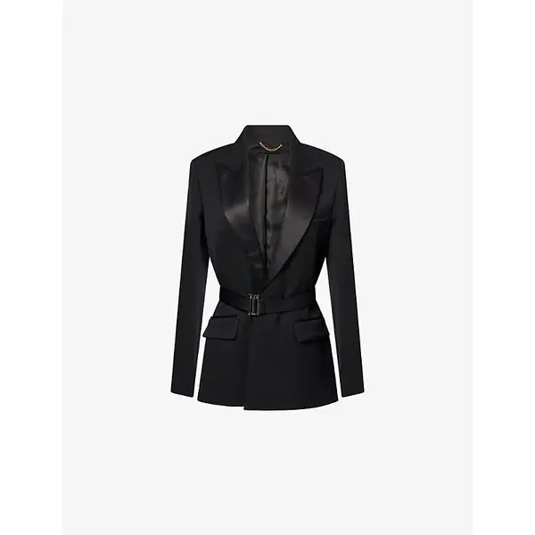Victoria Beckham Single-breasted Belted Tailored Wool-blend Jacket