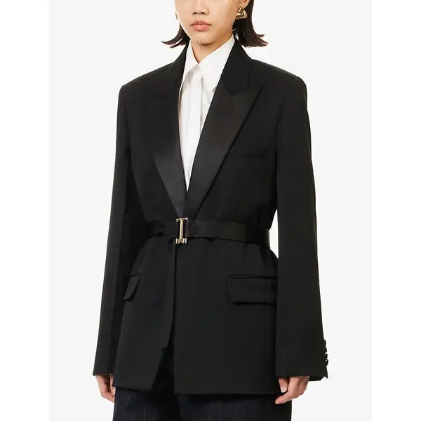 Victoria Beckham Single-breasted Belted Tailored Wool-blend Jacket