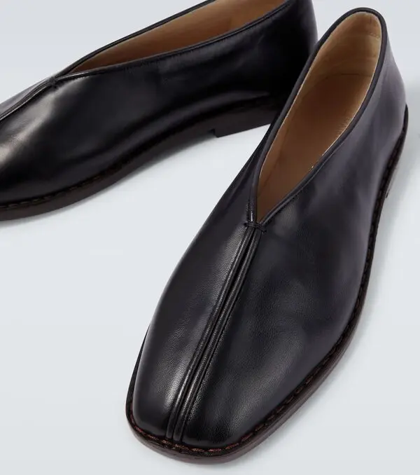 Lemaire Piped Leather Loafers - Black | Editorialist