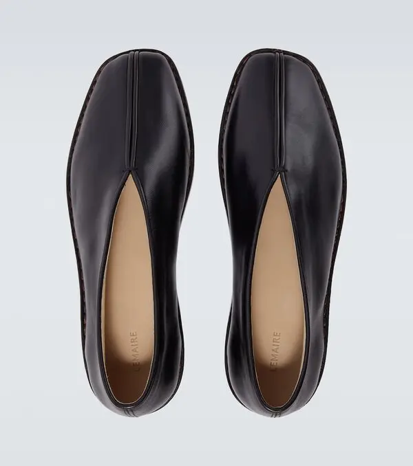 Lemaire Piped Leather Loafers - Black | Editorialist