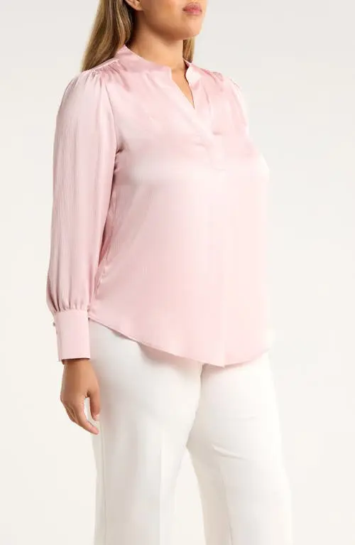 Anne Klein Pleat Front Split Neck Top