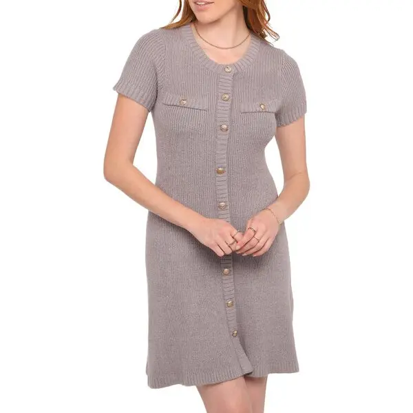 PETAL & PUP Jaxon Mini Sweater Dress - Grey