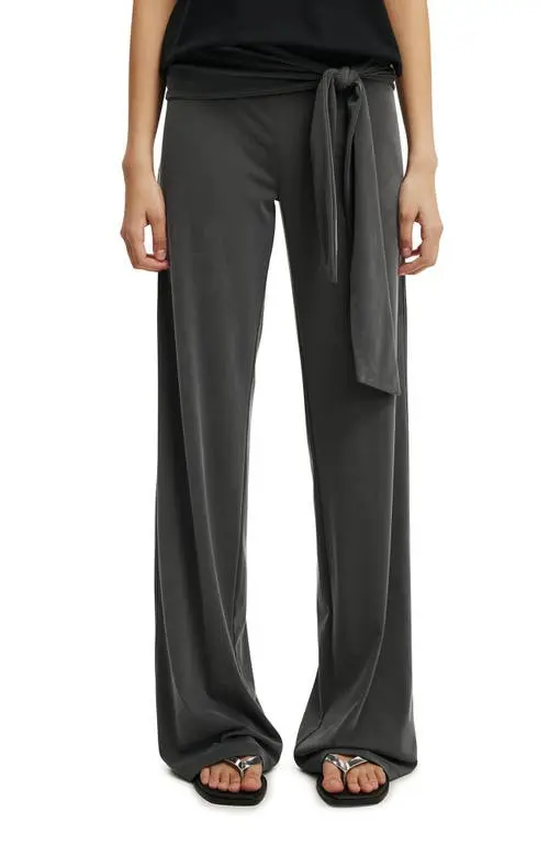 COTTON ON Relaxed Leg Tie Pants - Charcoal