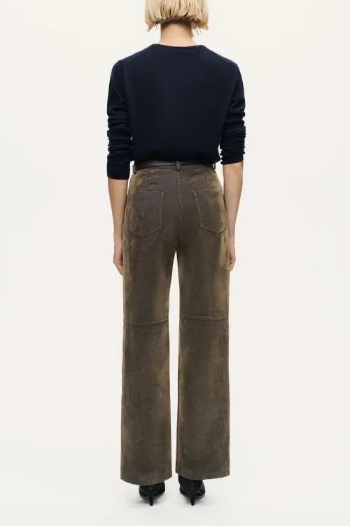 NOCTURNE Suede Panel Straight-leg Pants
