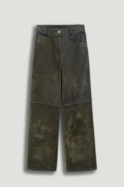 NOCTURNE Suede Panel Straight-leg Pants