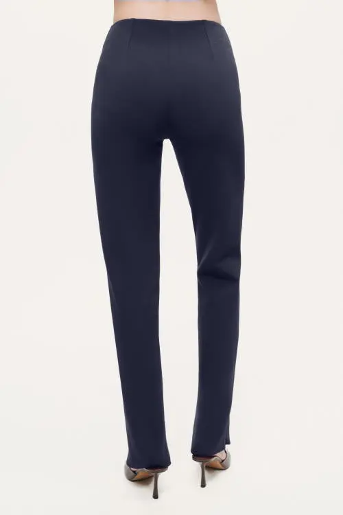 NOCTURNE Split-hem Trousers - Navy Blue