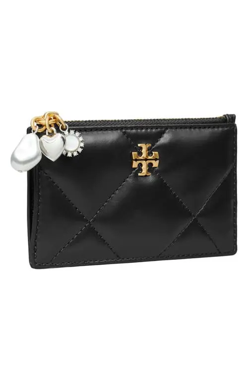 Tory Burch Kira Charm Diamond Quilted Leather Zip Card Case