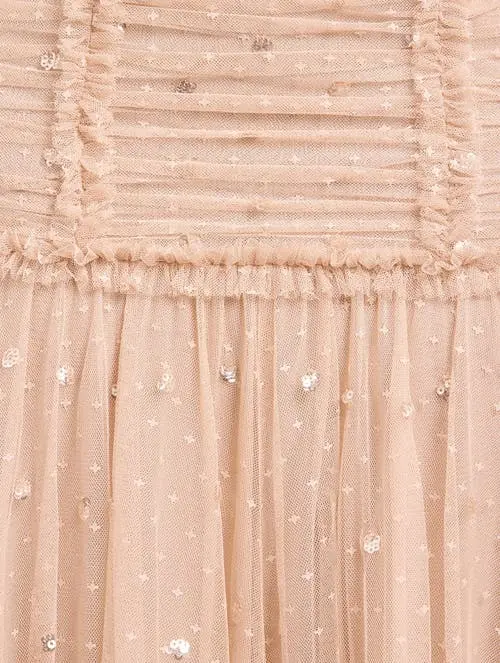 NEEDLE & THREAD Gigi Dot One-shoulder Ruched Gown - Beige
