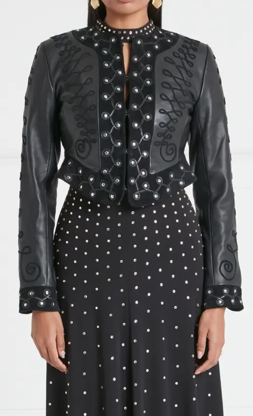 TEMPERLEY LONDON Pablo Embroidered Leather Jacket - Black