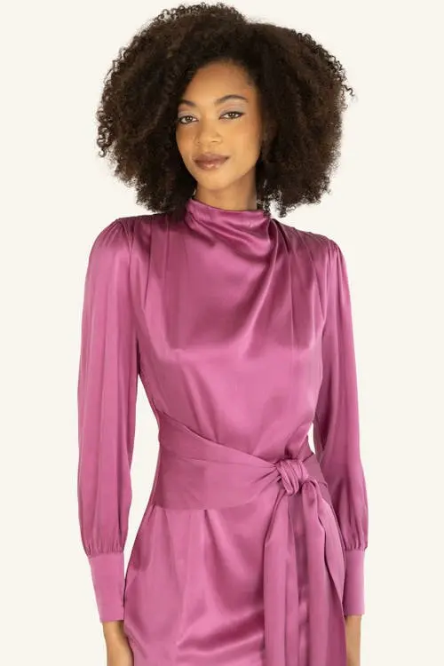 SECRET PON-PON Mina Silk Dress - Plum