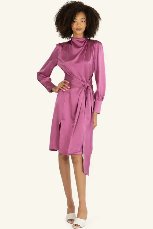 SECRET PON-PON Mina Silk Dress - Plum