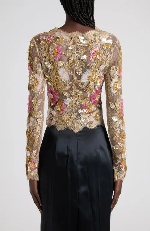 Valentino Garavani Embroidered Silk Lace Top