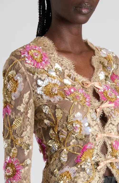 Valentino Garavani Embroidered Silk Lace Top