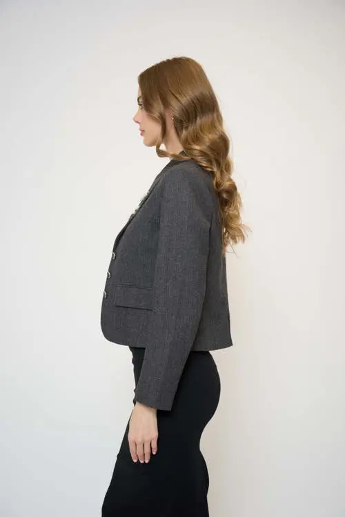 Central Park West Crystal Pins & Chains Cropped Blazer